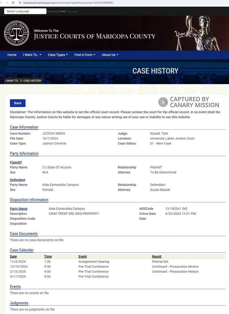 Aida Campos - Canary Mission