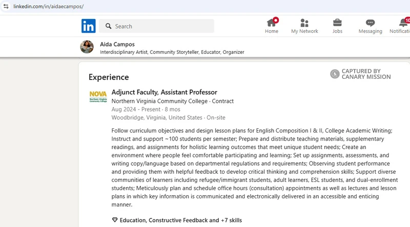 Aida Campos - Canary Mission