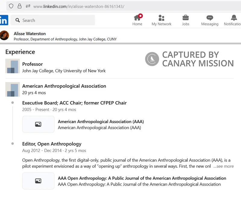 Alisse Waterston - Canary Mission