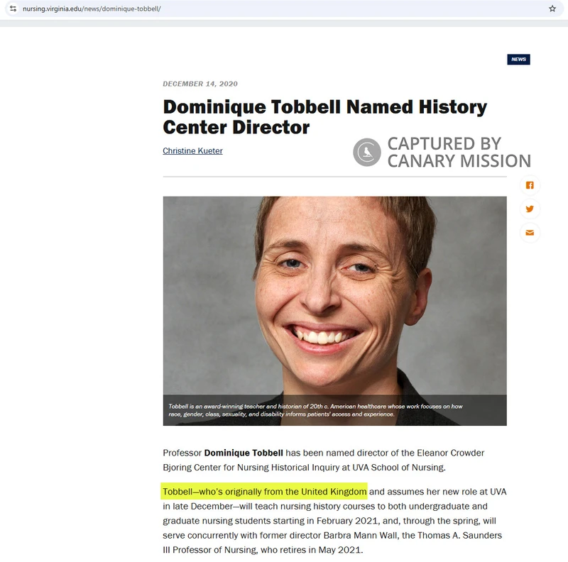 Dominique Tobbell - Canary Mission