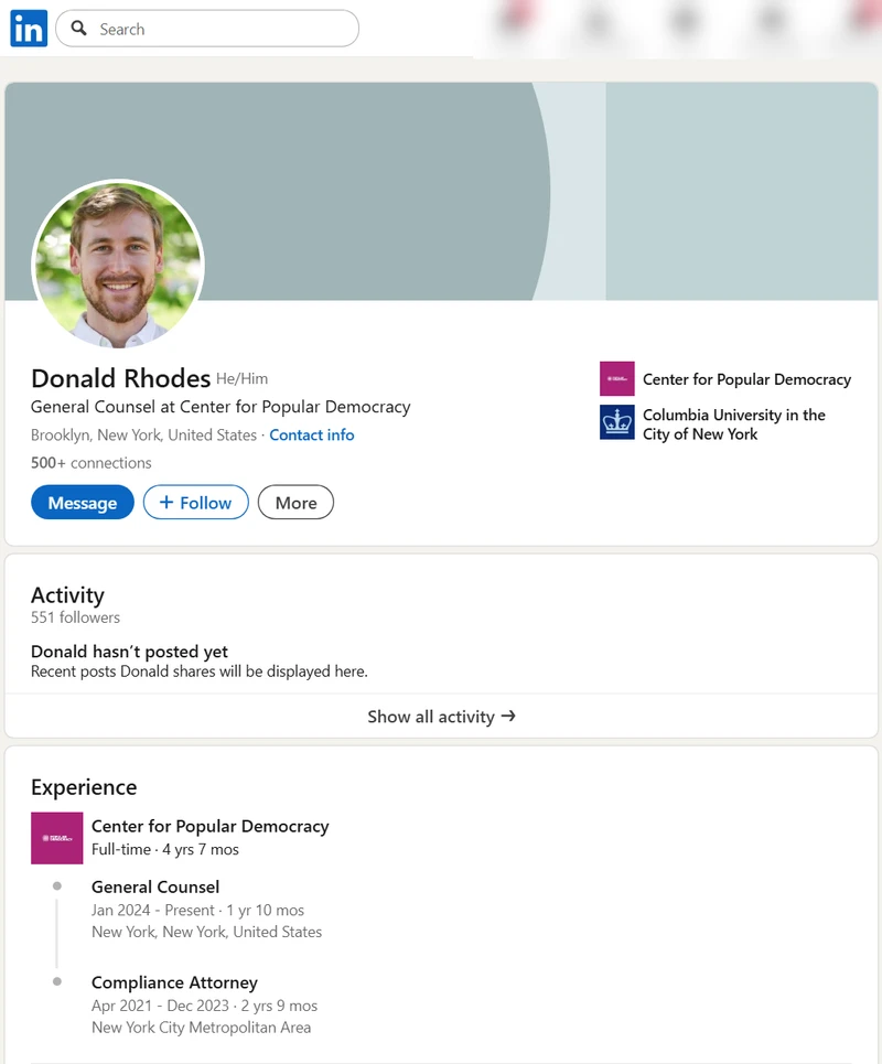 Donald Rhodes - Canary Mission