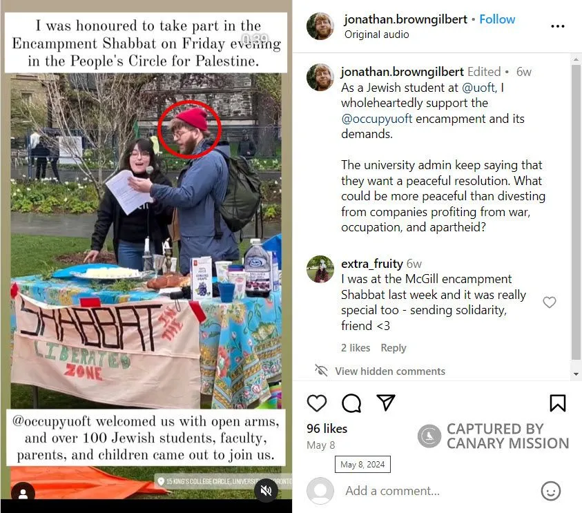 Jonathan Brown Gilbert - Canary Mission