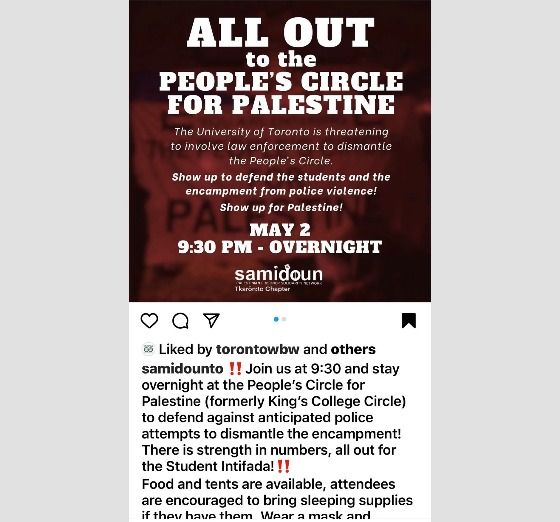 U of Toronto's Encampment - Canary Mission